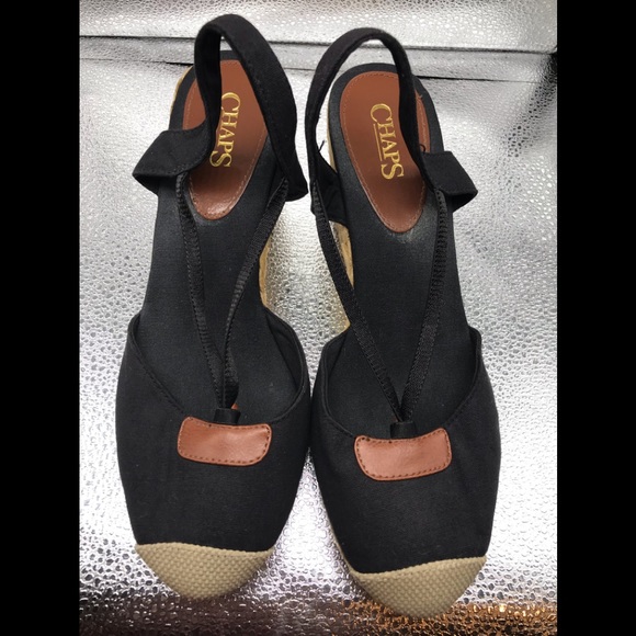 Chaps | Shoes | Chaps Black Clarisa Espadrille Wedge Sandals | Poshmark